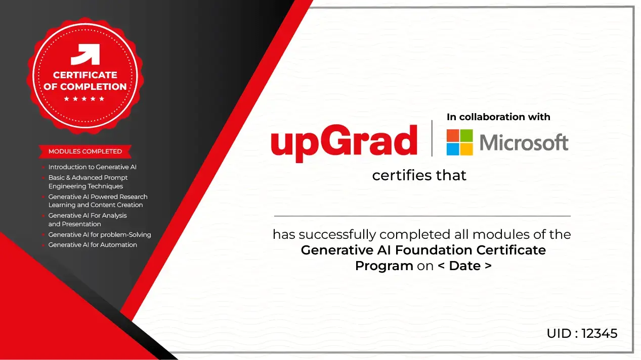 Online Generative AI Foundations Certificate from upGrad & Microsoft | upGrad